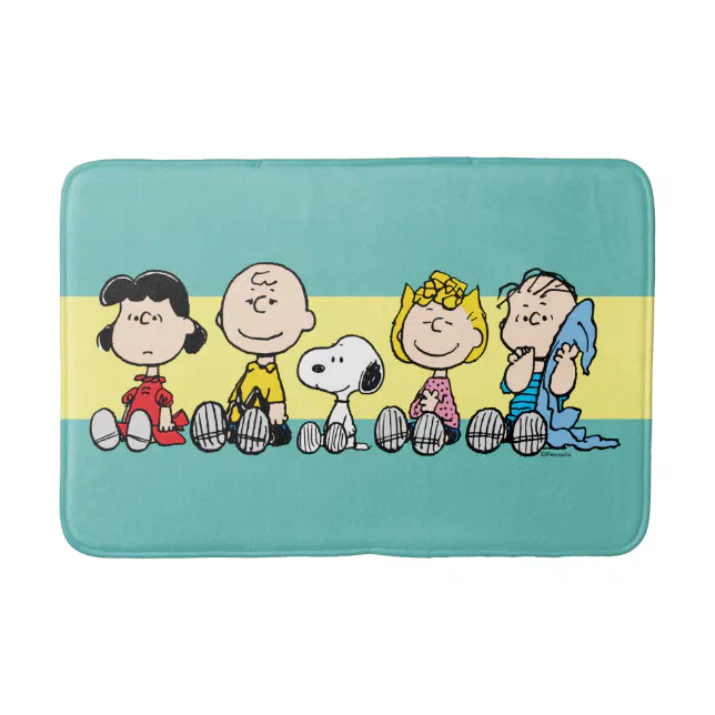 Peanuts Gang Sitting Together Bath Mat | Zazzle