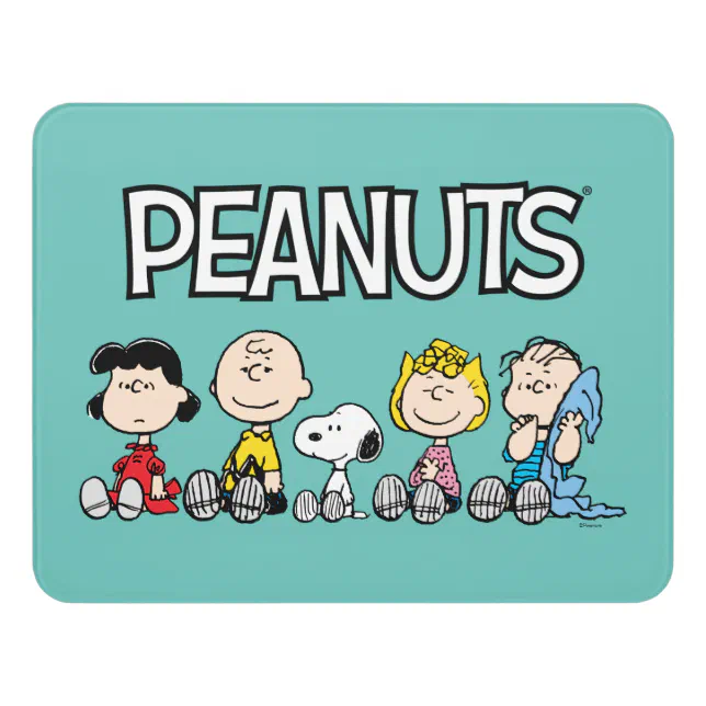 Peanuts Gang Sitting Together Door Sign | Zazzle