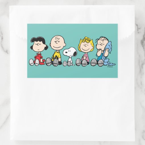 Peanuts Gang Sitting Together Rectangular Sticker | Zazzle