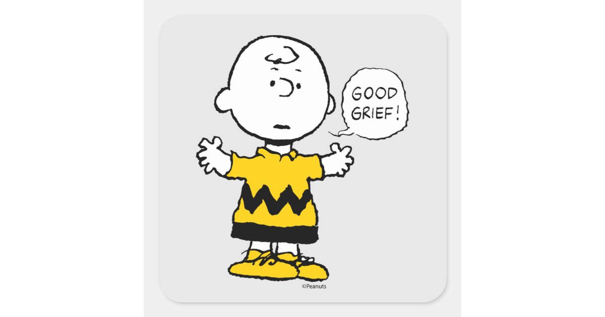 Peanuts | Good Grief Charlie Brown Square Sticker | Zazzle