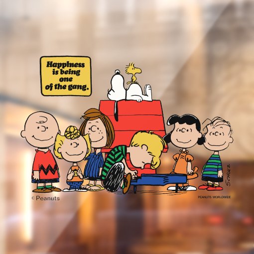 Peanuts | Happiness is Being One of the Gang Window Cling | Zazzle