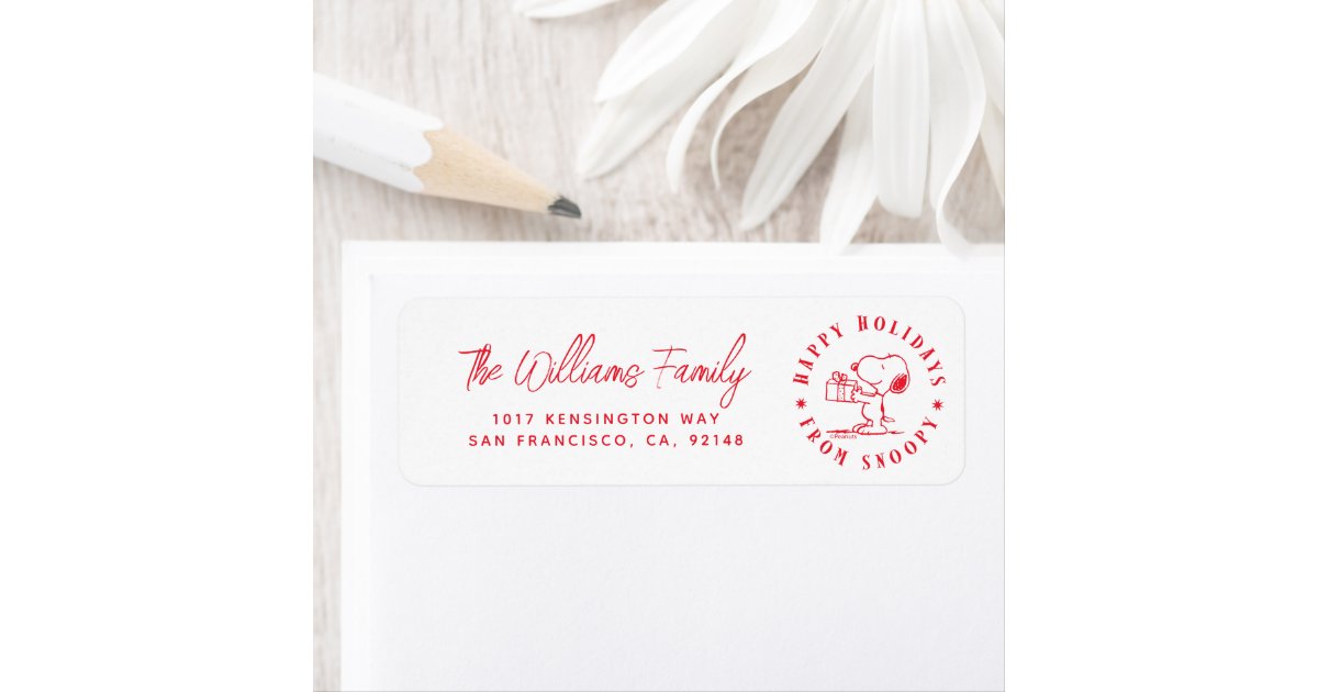 Peanuts | Happy Holidays from Snoopy Label | Zazzle