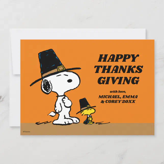 Peanuts | Happy Thanksgiving Pilgrims Holiday Card | Zazzle