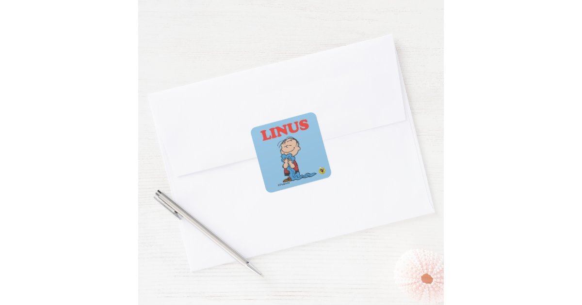 Peanuts | Linus Blanket Smile Square Sticker | Zazzle