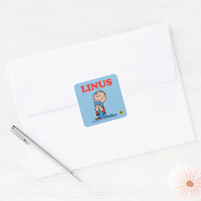 Peanuts | Linus Blanket Smile Square Sticker | Zazzle