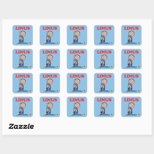 Peanuts | Linus Blanket Smile Square Sticker | Zazzle
