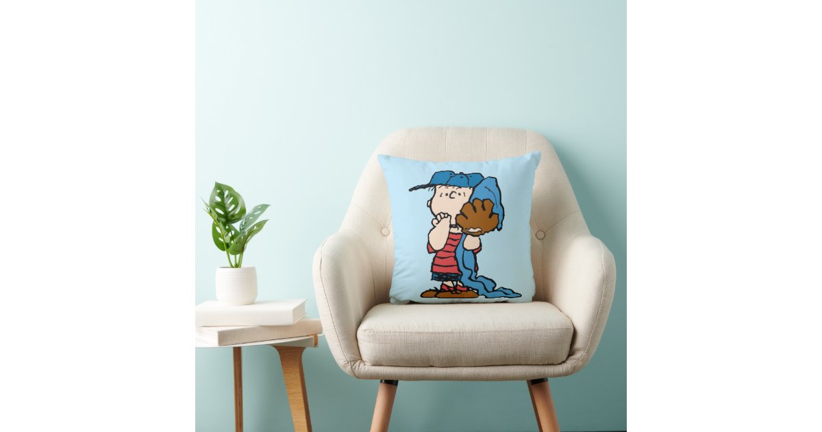Peanuts | Linus In His Baseball Gear Throw Pillow | Zazzle