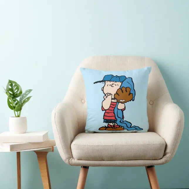 Peanuts | Linus In His Baseball Gear Throw Pillow | Zazzle