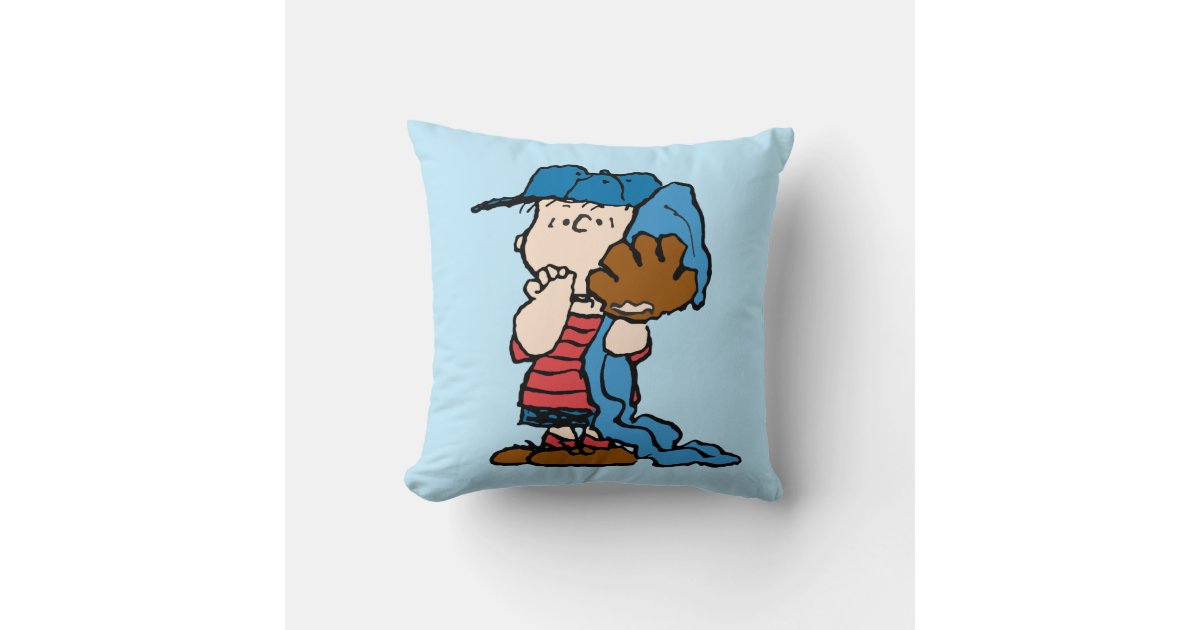 Peanuts | Linus In His Baseball Gear Throw Pillow | Zazzle