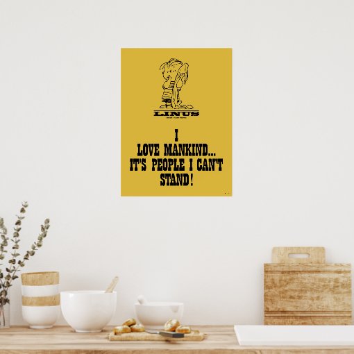 Peanuts | Linus Loves Mankind Poster | Zazzle