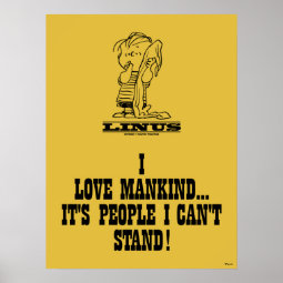 Peanuts | Linus Loves Mankind Poster | Zazzle