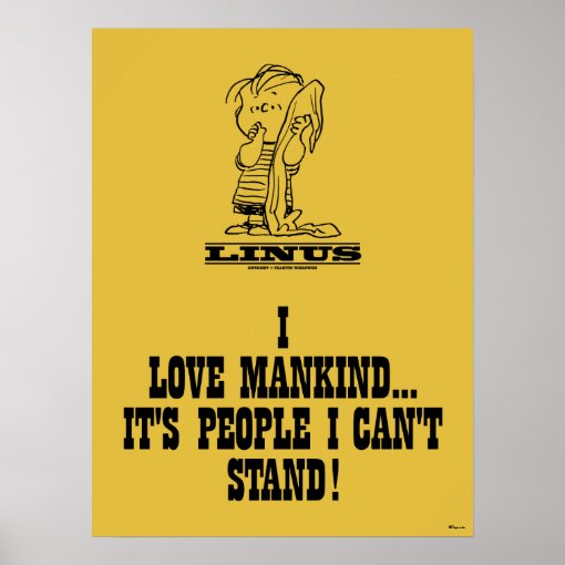 Peanuts | Linus Loves Mankind Poster | Zazzle