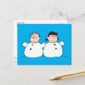 Peanuts | Linus & Lucy Snowmen Postcard | Zazzle