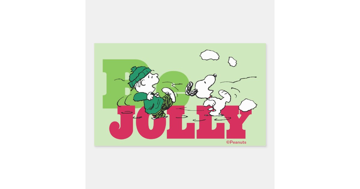 Peanuts | Linus & Snoopy Be Jolly Rectangular Sticker | Zazzle