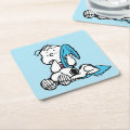 Peanuts | Linus & Snoopy Square Paper Coaster | Zazzle