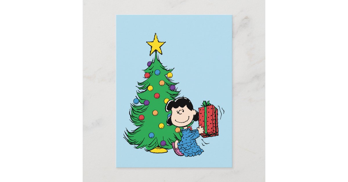 Peanuts | Lucy Christmas Tree Holiday Postcard | Zazzle