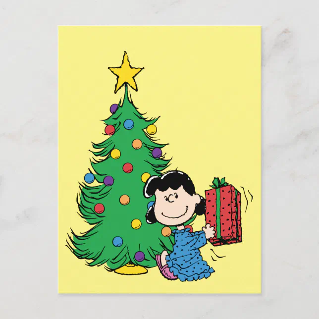 Peanuts | Lucy Christmas Tree Holiday Postcard | Zazzle