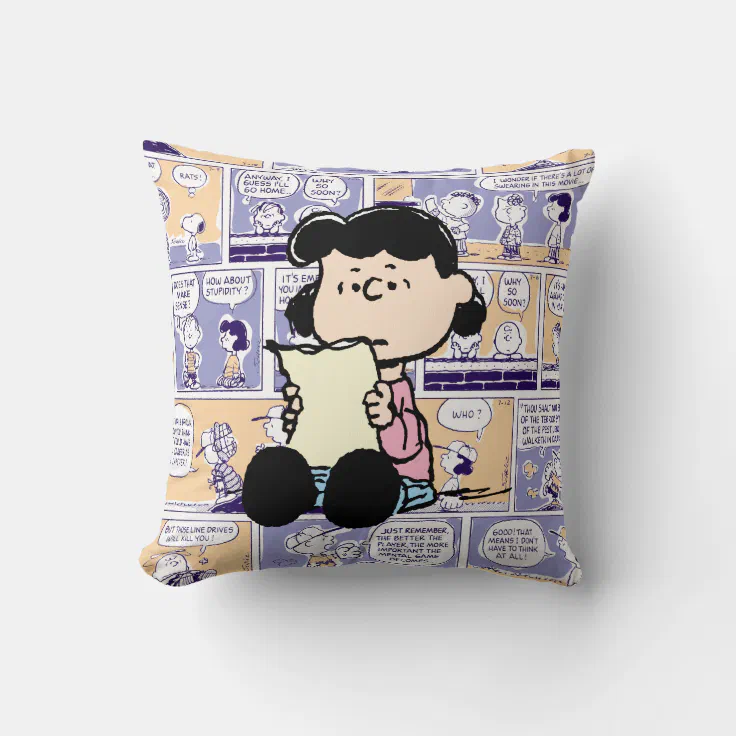 Peanuts | Lucy Comic Pattern Throw Pillow | Zazzle