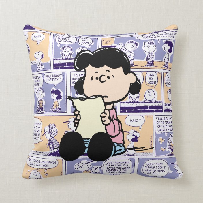 Peanuts | Lucy Comic Pattern Throw Pillow | Zazzle.com