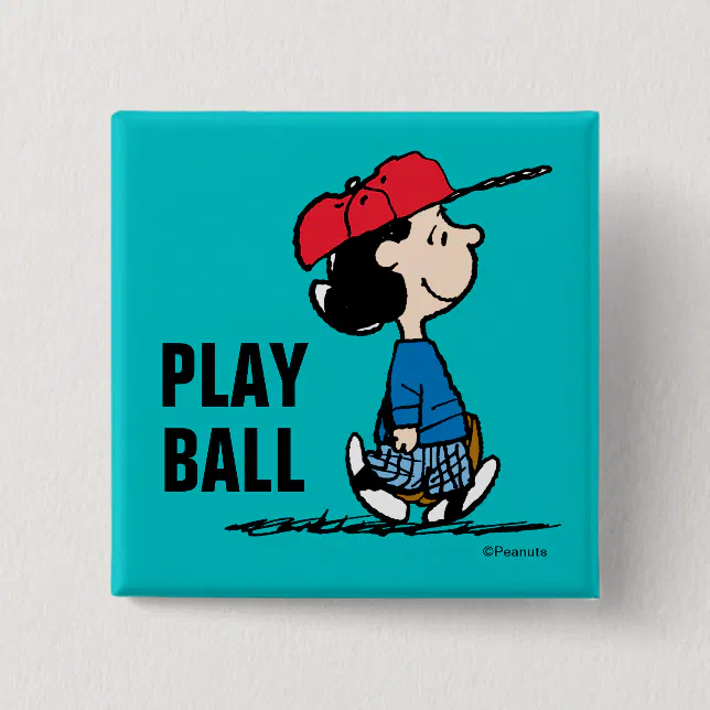 Peanuts | Lucy Playing Baseball Button | Zazzle