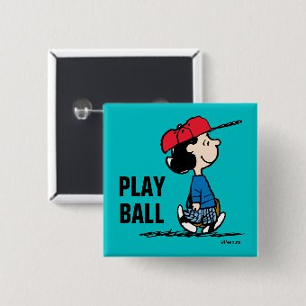 Peanuts | Lucy Playing Baseball Button | Zazzle