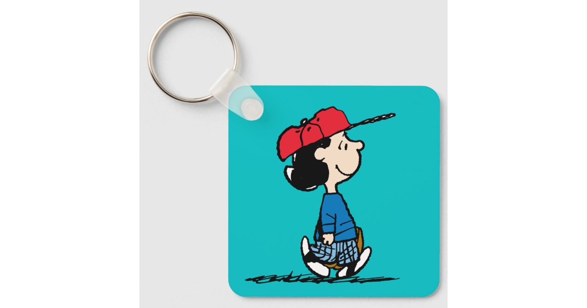 Peanuts | Lucy Playing Baseball Keychain | Zazzle