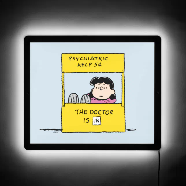 Peanuts | Lucy & the Doctor Is In LED Sign | Zazzle