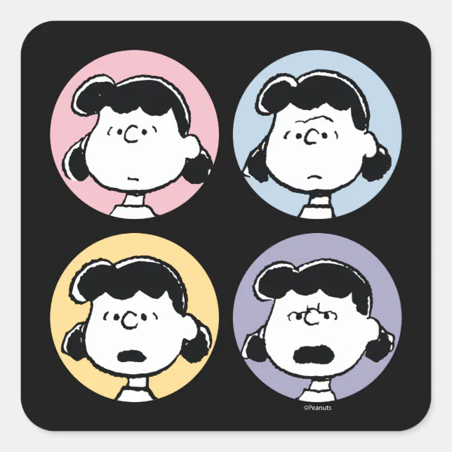 Peanuts | Lucy's Faces Square Sticker | Zazzle