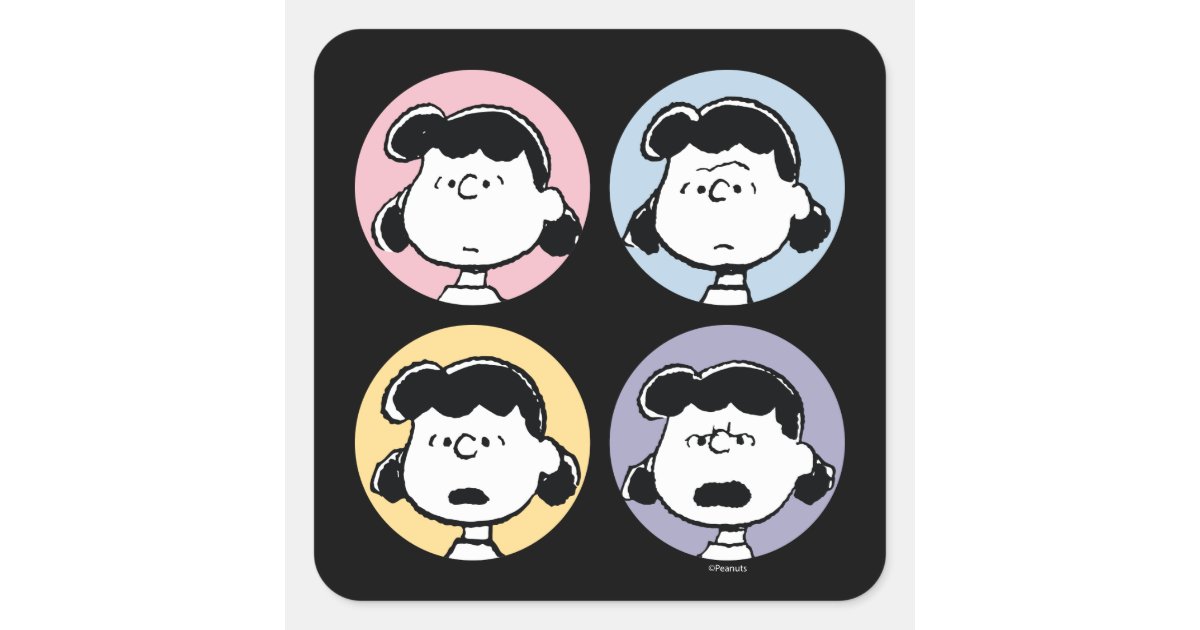 Peanuts | Lucy's Faces Square Sticker | Zazzle