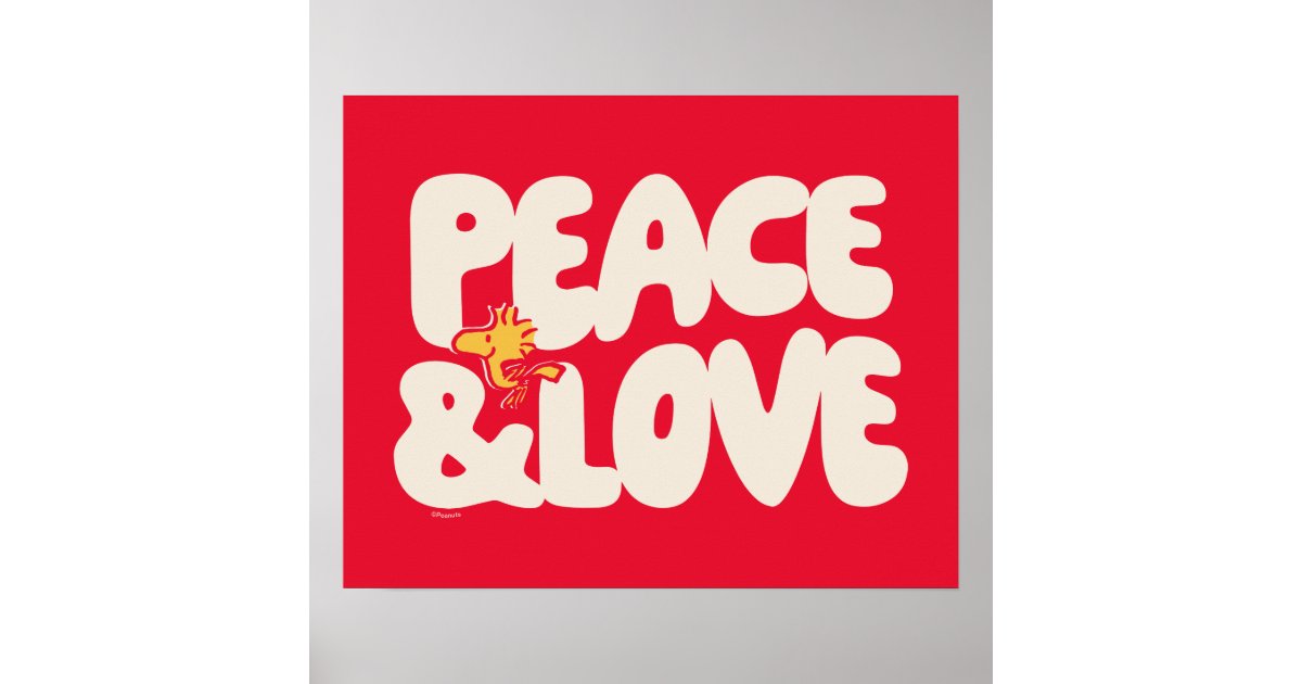 Peanuts | Peace & Love Woodstock Poster | Zazzle