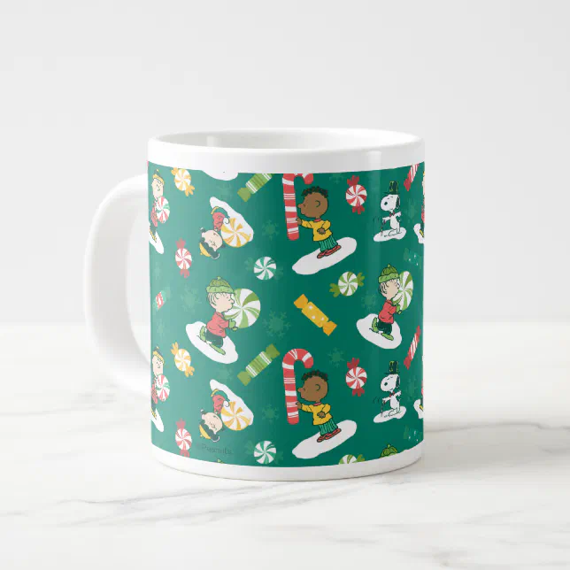 Peanuts Peppermint Dreams Holiday Pattern Giant Coffee Mug | Zazzle