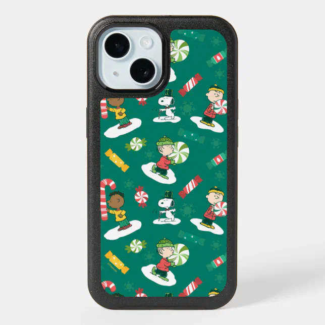 Peanuts Peppermint Dreams Holiday Pattern iPhone 15 Case | Zazzle
