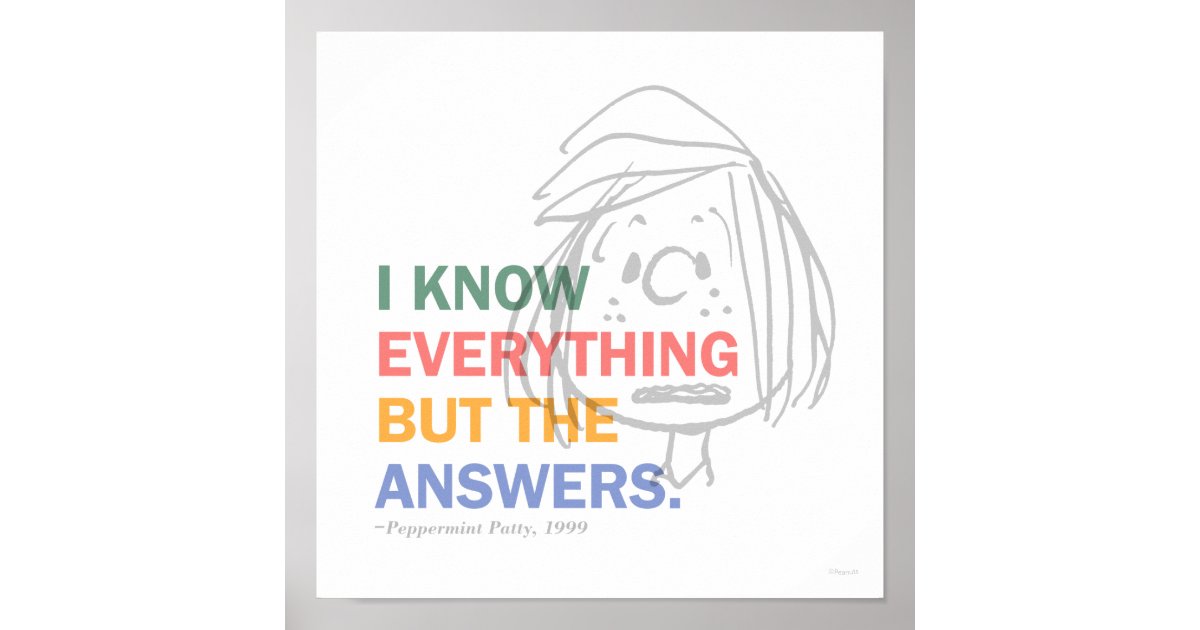 Peanuts | Peppermint Patty 1999 Gray Poster | Zazzle