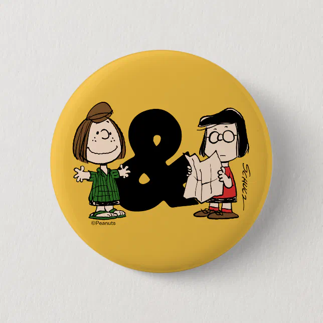 Peanuts | Peppermint Patty & Marcie Button | Zazzle