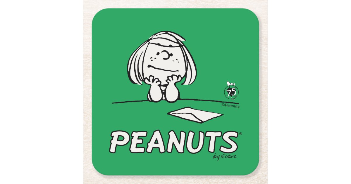 Peanuts | Peppermint Patty Thoughts Square Paper Coaster | Zazzle