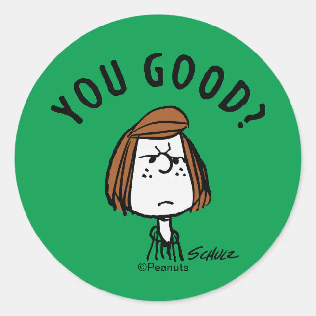 Peanuts | Peppermint Patty You Good? Classic Round Sticker | Zazzle