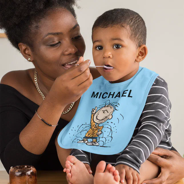Peanuts | Pigpen Dancing Baby Bib | Zazzle