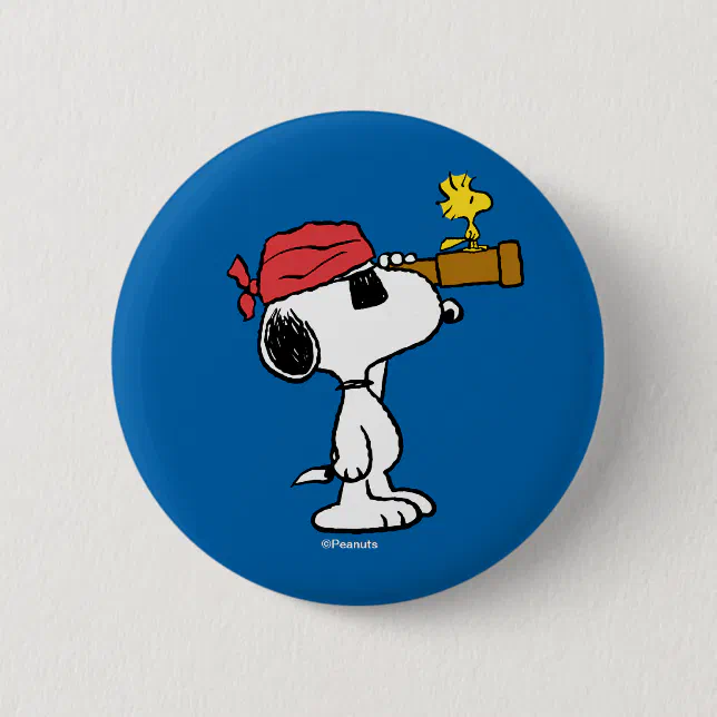 Peanuts | Pirate Snoopy and Woodstock Button | Zazzle