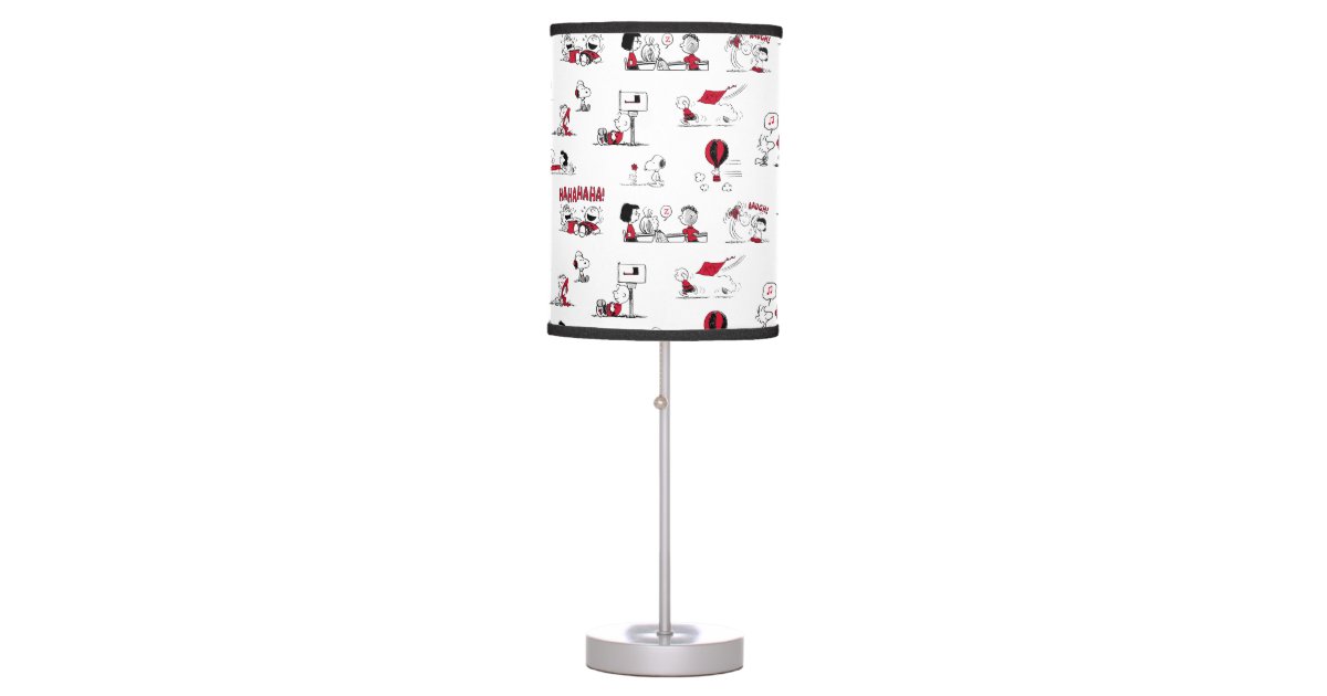 PEANUTS | Red & Black Pattern Table Lamp | Zazzle