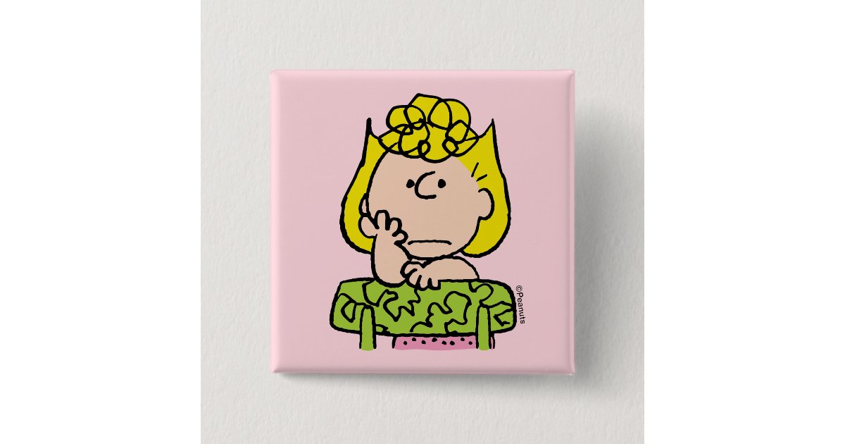 Peanuts | Sally Thinking Button | Zazzle