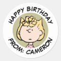 Peanuts | Sally's Faces | Happy Birthday Classic Round Sticker | Zazzle