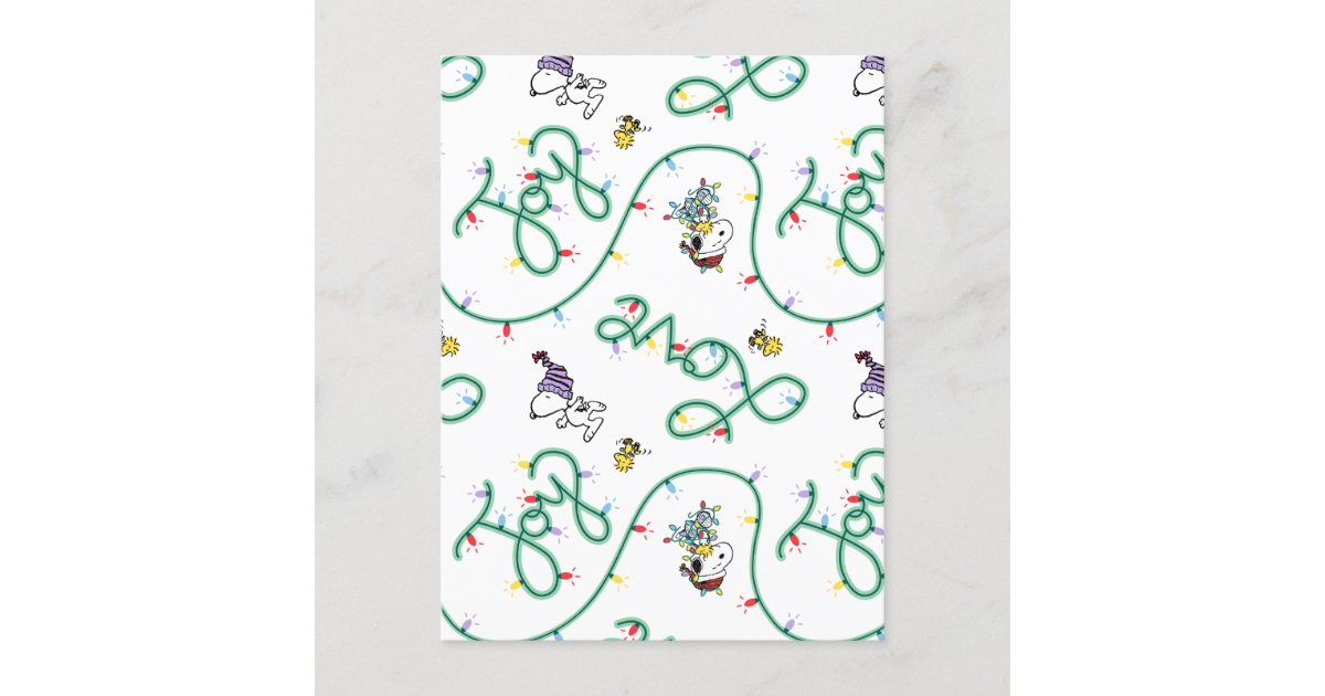 Peanuts | Shiny and Bright Christmas Love Pattern Postcard | Zazzle