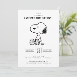 Peanuts | Simple Snoopy Birthday Invitation | Zazzle