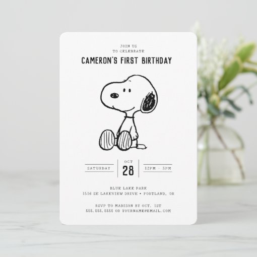 Peanuts | Simple Snoopy Birthday Invitation | Zazzle