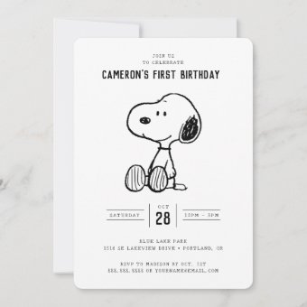 Peanuts | Simple Snoopy Birthday Invitation | Zazzle