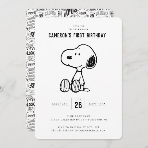 Peanuts | Simple Snoopy Birthday Invitation | Zazzle