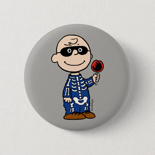 Peanuts | Skeleton Charlie Brown Button | Zazzle