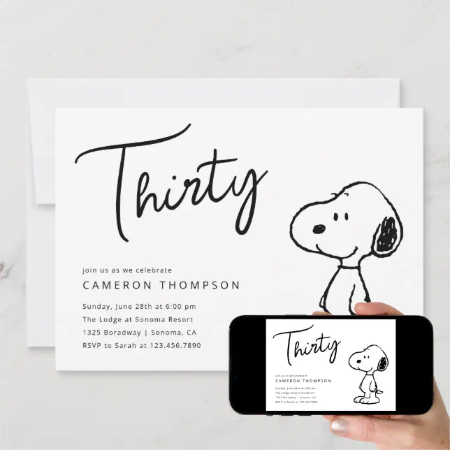 Peanuts Snoopy - 30th Birthday Invitation | Zazzle