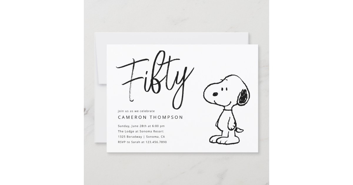 Peanuts Snoopy - 50th Birthday Invitation | Zazzle