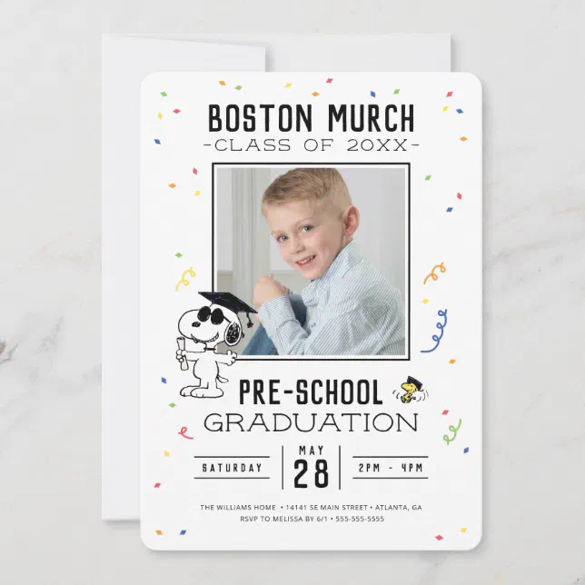 Peanuts | Snoopy and Woodstock Graduation Invitation | Zazzle